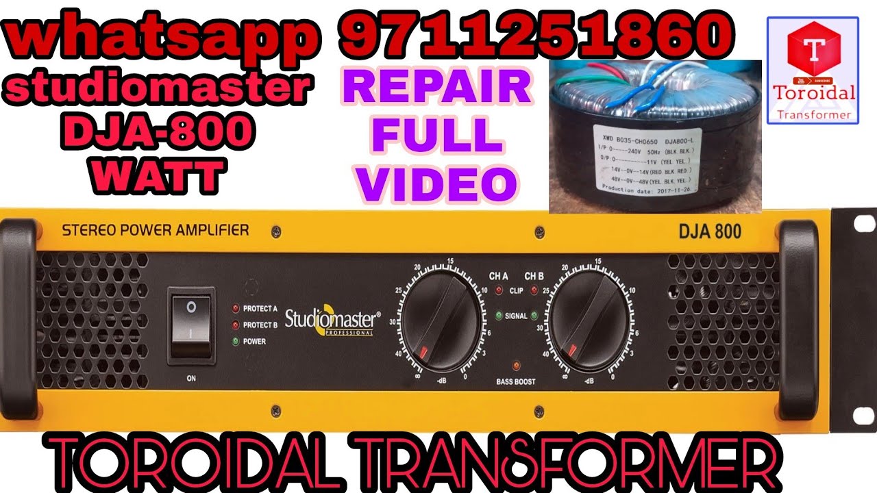 STUDIOMASTER DJA-800 #toroidaltransformer #djamplifiertransformer - YouTube