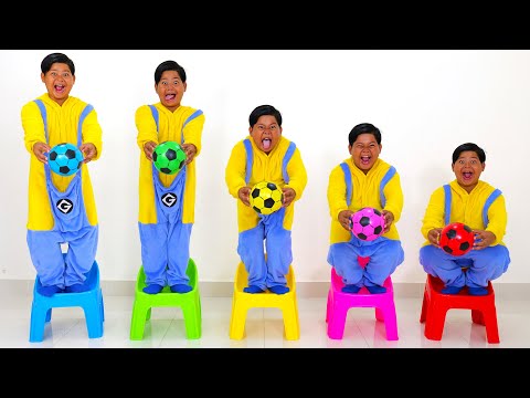 Five Little Children Standing on the Chair | Kids Song with Balls