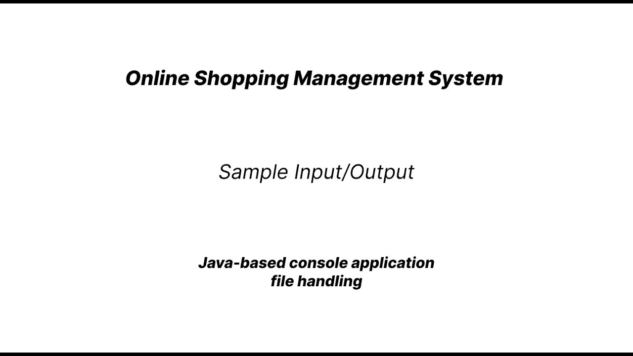 Customer Sample Input Output - Online Shopping Management System - YouTube