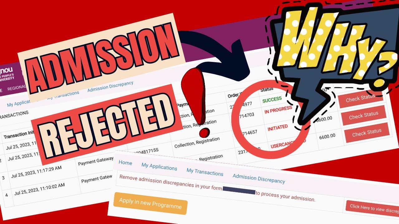 IGNOU Admission REJECTED!!🤯 Admission Delayed|എന്ത് ചെയ്യും - YouTube