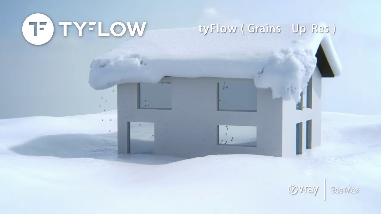 tyFlow (Grains UpRes Snow) Test01 / 3dsmax2018 (VRay3.6) - YouTube