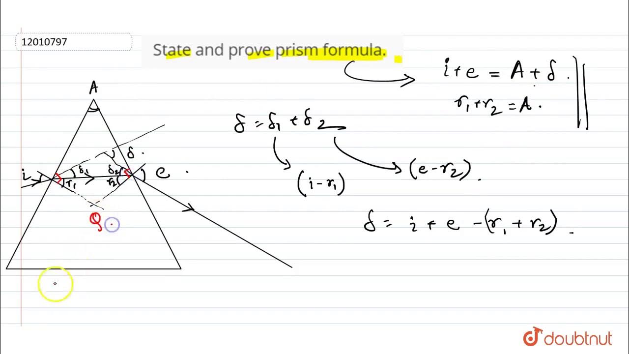 State and prove prism formula. - YouTube
