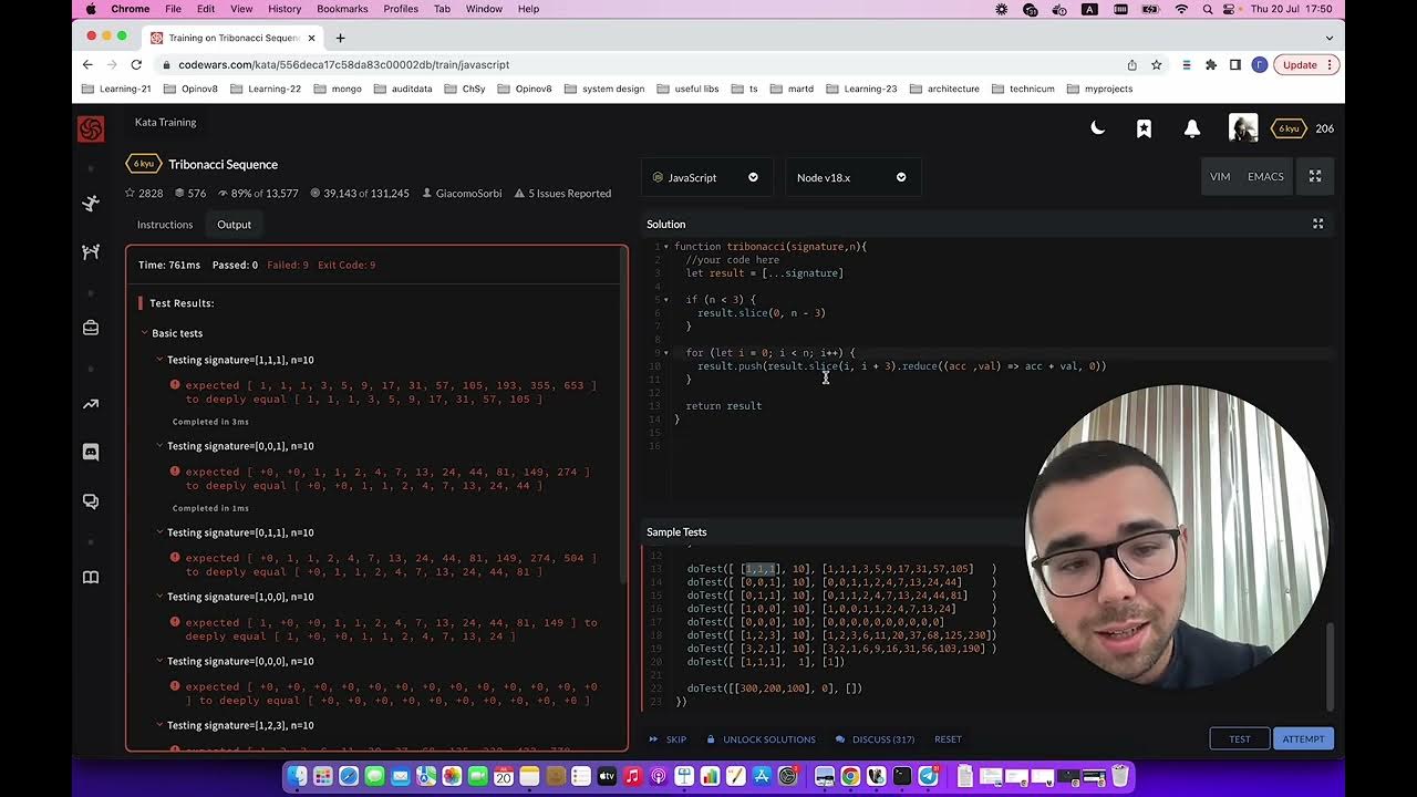 Codewars Javascript, решение задачи Tribonacci sequence - YouTube