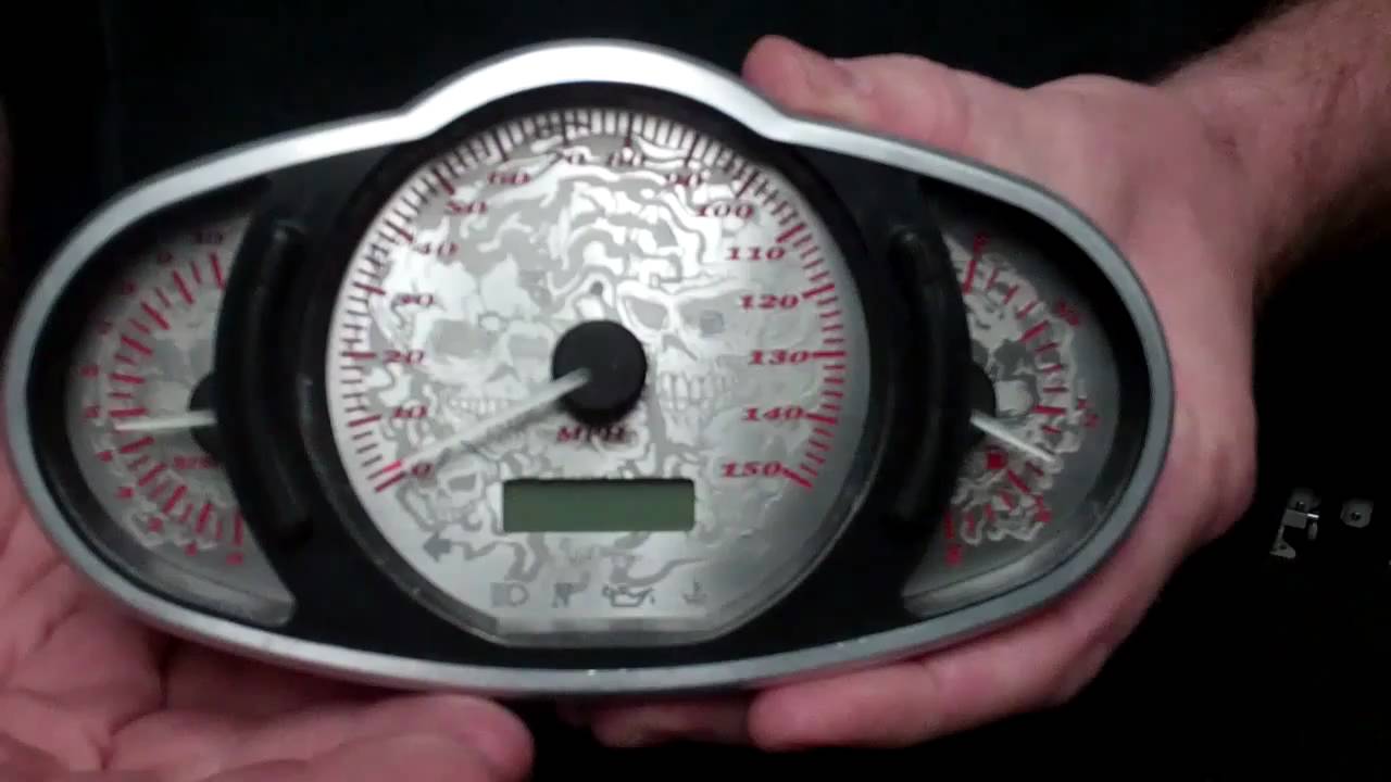 v rod stainless steel skull gauge - YouTube