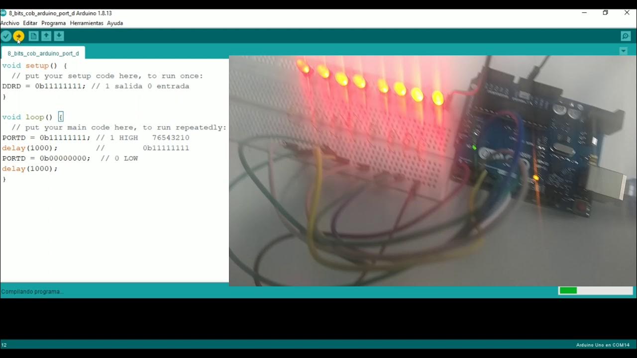 CURSO DE ARDUINO 2021 Lección 3 PUERTO D de 8 bits con los pines 76543210 - YouTube