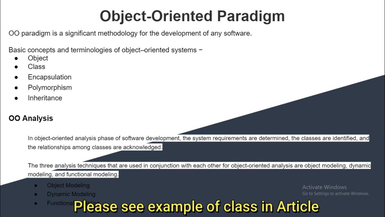 Basic Concepts And Terminologies Of Objectoriented Systems Youtube