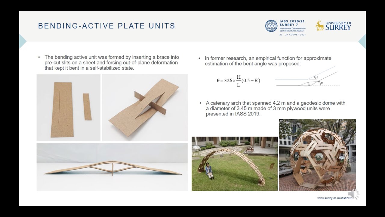 Lightweight curved surface system composed of bending-active plate ...