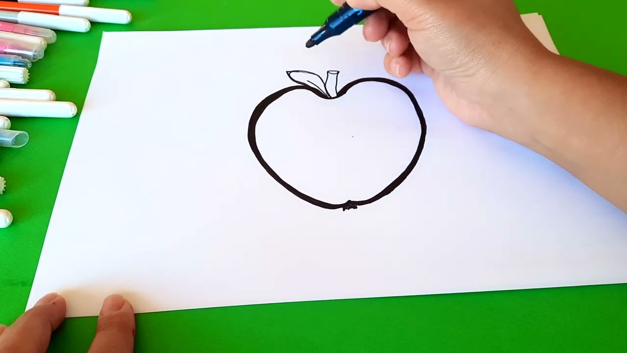 Apple Drawing & Coloring for Kids and Toddlers | A is for Apple Drawing ...