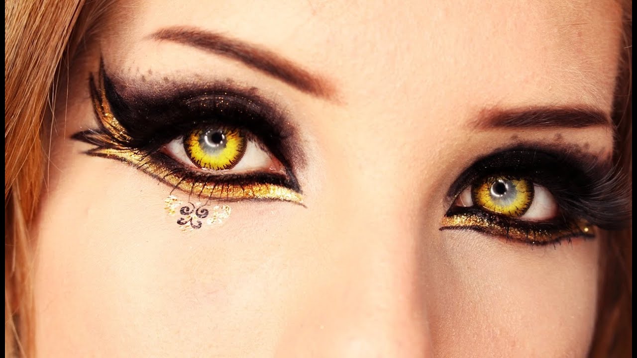 Black Gold Glitter Goth Makeup (Hunger Games inspired Makeup) - YouTube