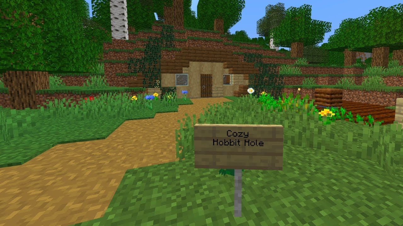 Minecraft Let's Play Ep 1 Walkthrough Cozy Hobbit Hole and Surrounding ...