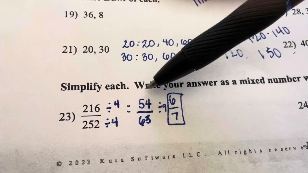 LCA 7th grade (simplify fractions) - YouTube