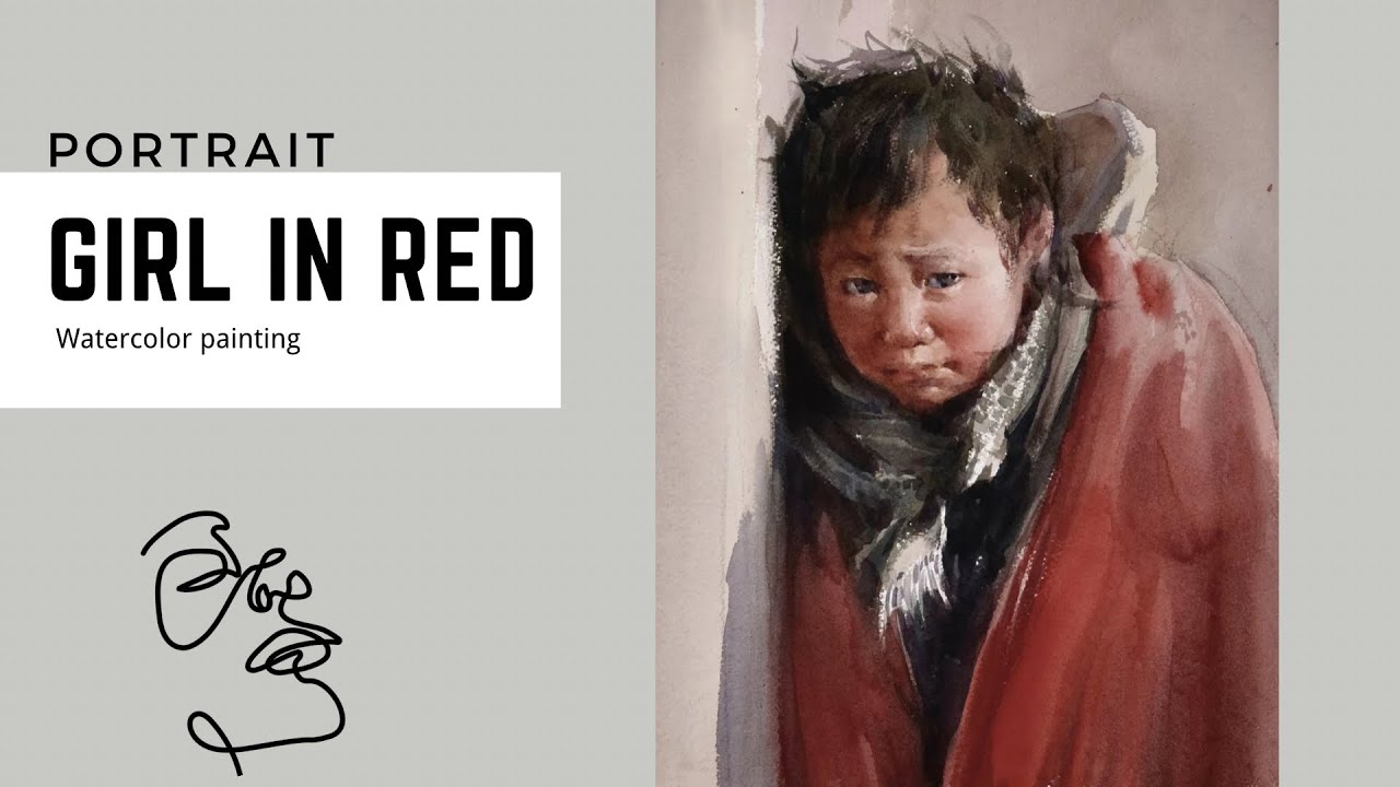 Girl In Red 红衣女孩 - Portrait watercolor painting by Wenqing He - YouTube