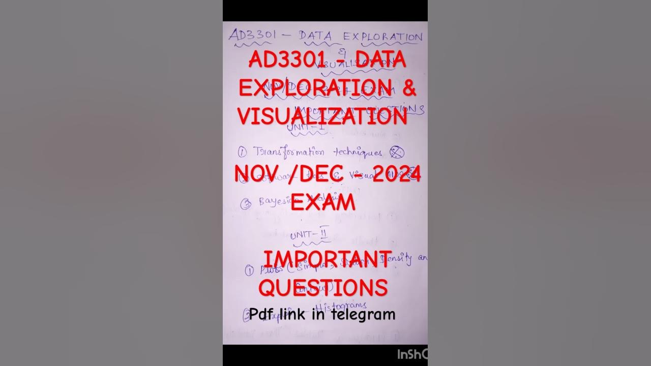 AD3301 - DATA EXPLORATION AND VISUALIZATION / NOV DEC - 2024 EXAM ...