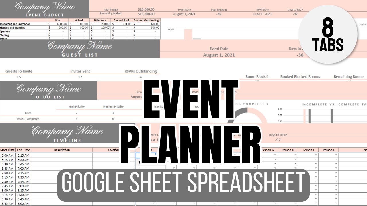 Event Planner Spreadsheet (Google Sheets) - YouTube