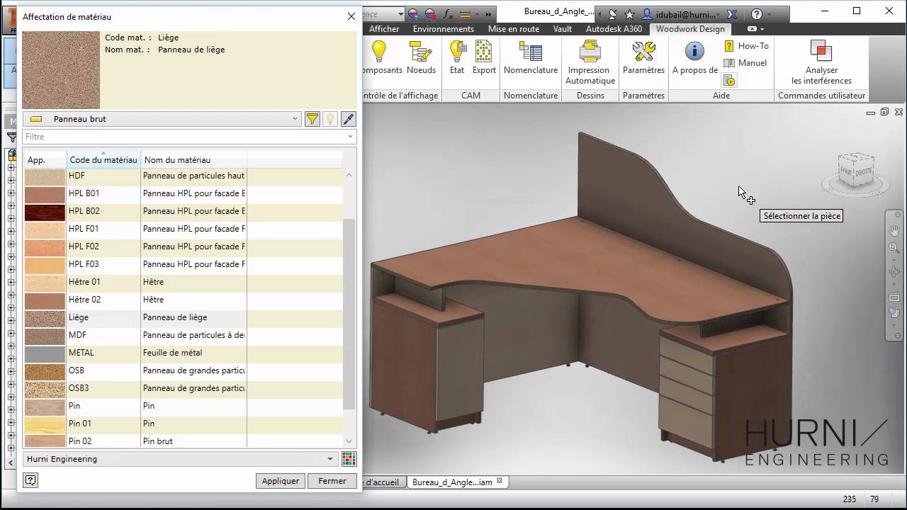 Autodesk Inventor + Woodwork pour Inventor - Création de matière - YouTube