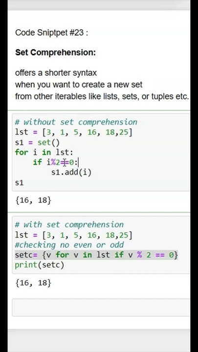 What Is Set Comprehension Shorts Coding Pythonlearning Trending