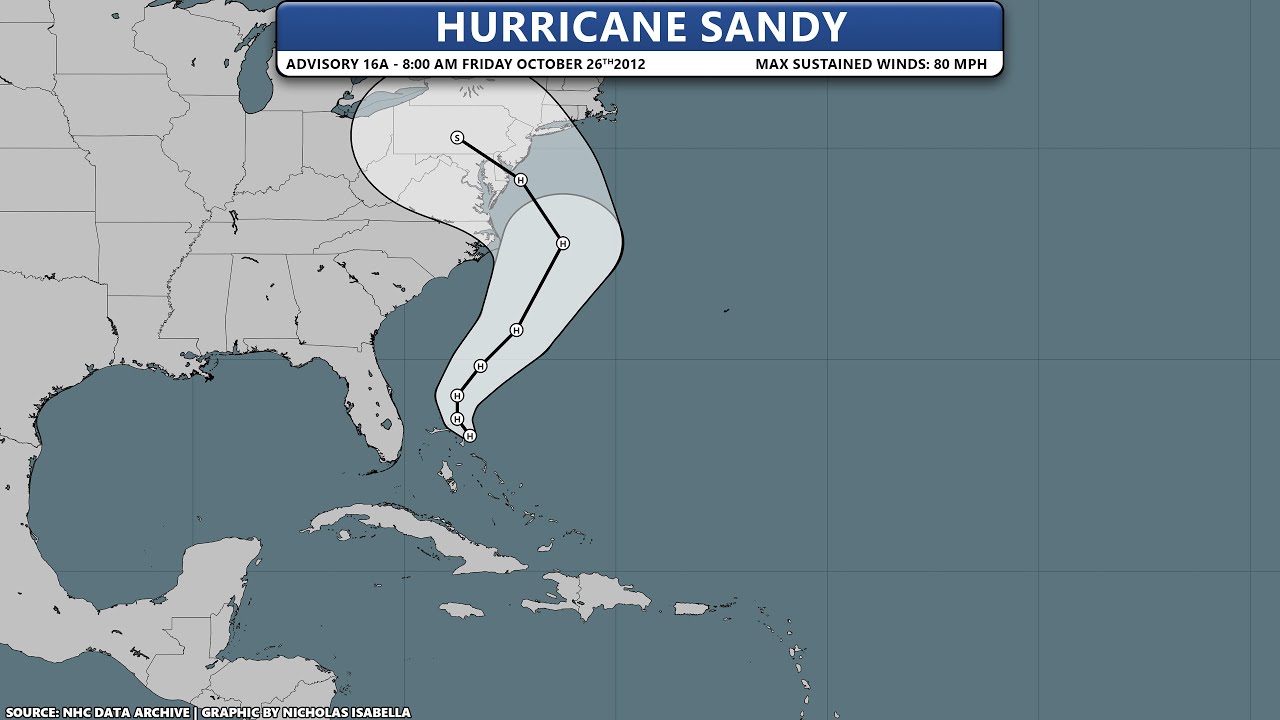 Hurricane Sandy - All Forecast Cones Via National Hurricane Center ...