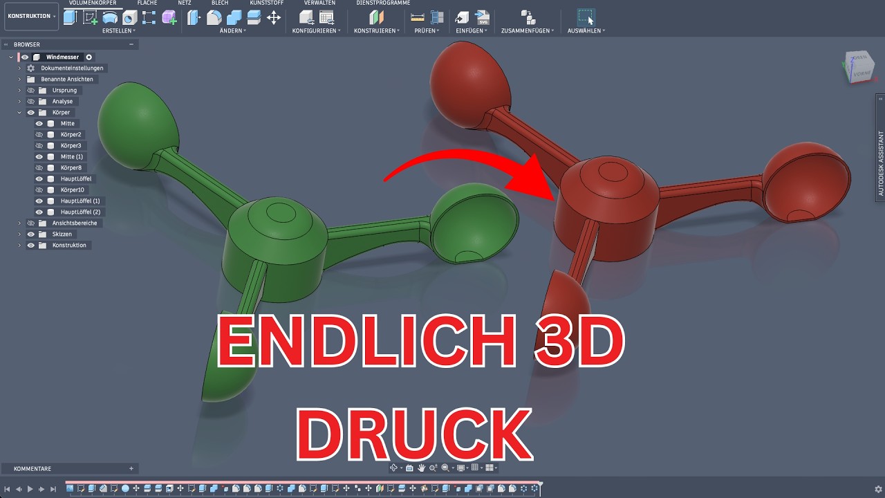 Zu groß für den 3D Drucker? Fusion Tutorial CAD Deutsch - YouTube
