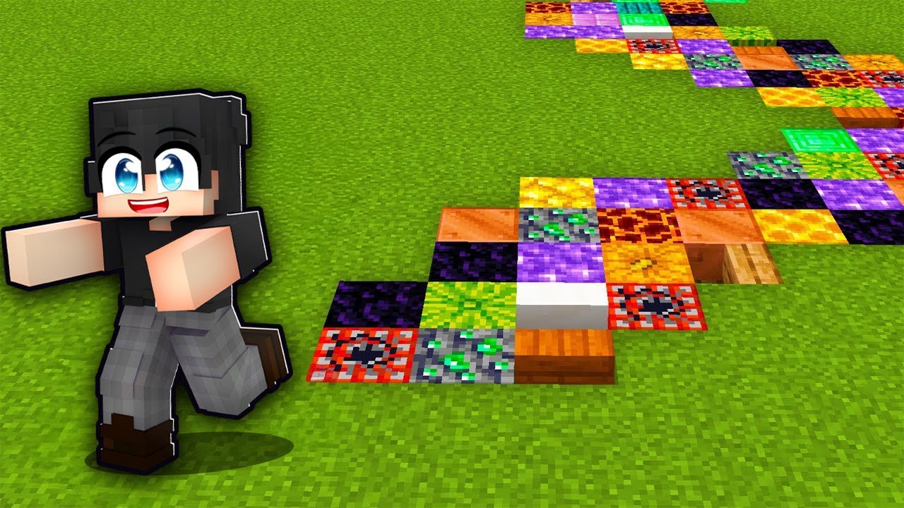 Minecraft But Walking Spawns Random Blocks! - YouTube