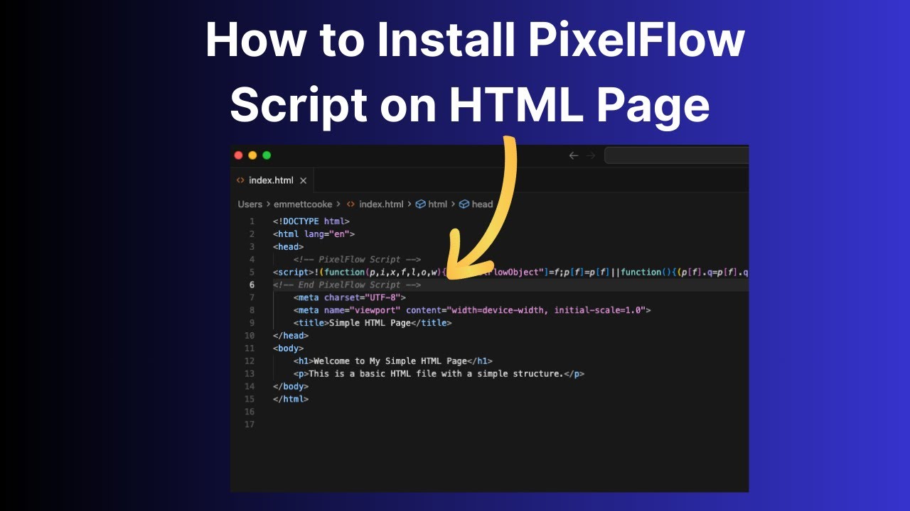 How to Install PixelFlow Script on HTML Page - YouTube