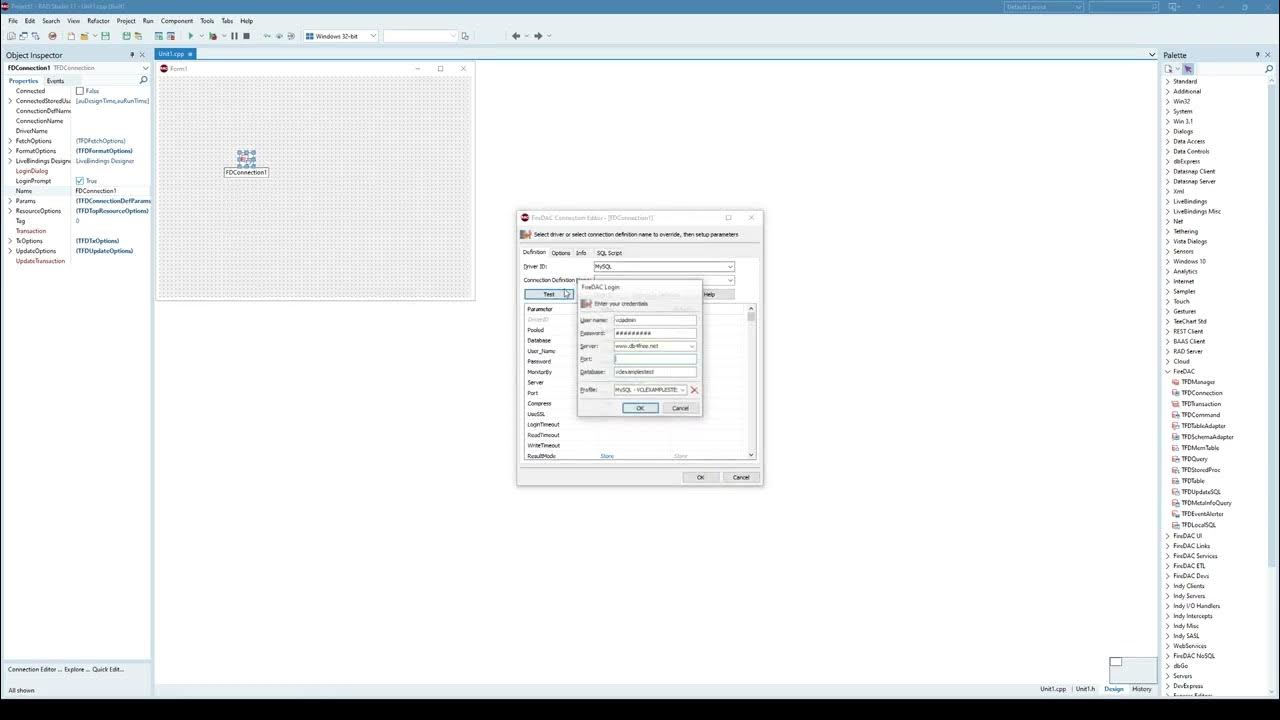 C Builder Mysql Database Connection Using Firedac Youtube
