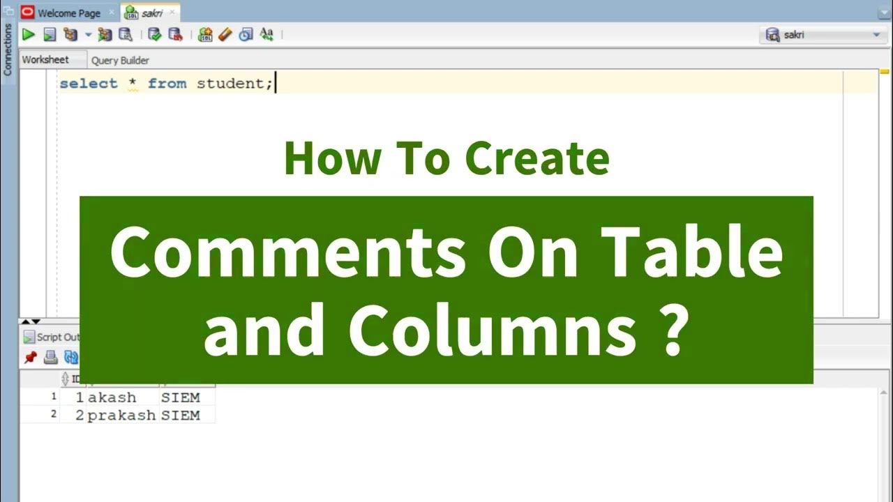 How To Create Comments On Table Columns Oracle Database Kayyum698 Youtube