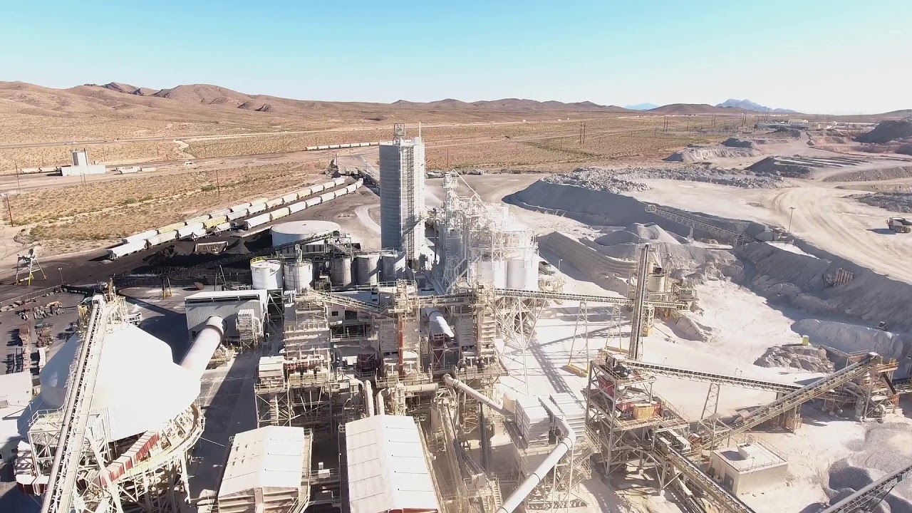 cool aerial shot of large industrial mining plant - YouTube