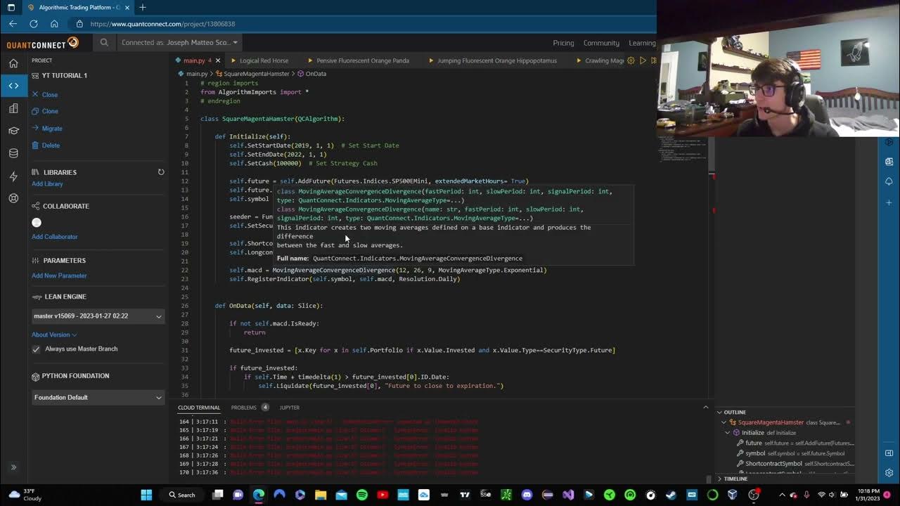 How To Make a MACD Cross Futures Trading Algorithm in Quant Connect! | QC Tutorial 2 - YouTube