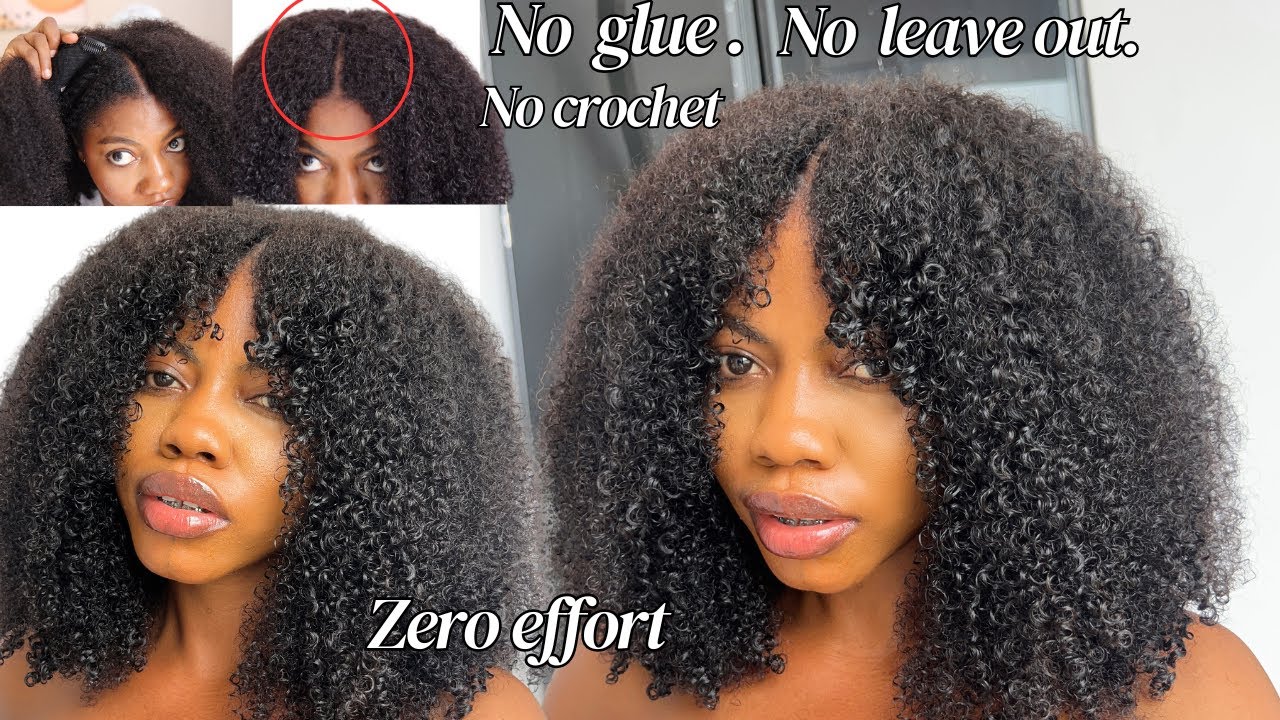 No leave out, no glue, no crochet / wear and go kinky curly bye bye leave out - YouTube