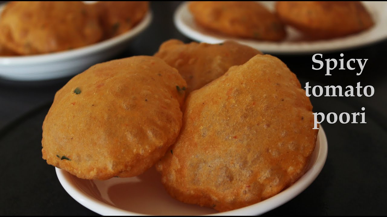(ಟೊಮೇಟೊ ಪೂರಿ) Tomato poori recipe Kannada | Spicy wheat flour snacks ...