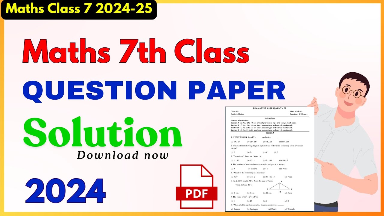 Maths Class 7th - Sample Question Paper 2024 with Answers| Class 7th ...