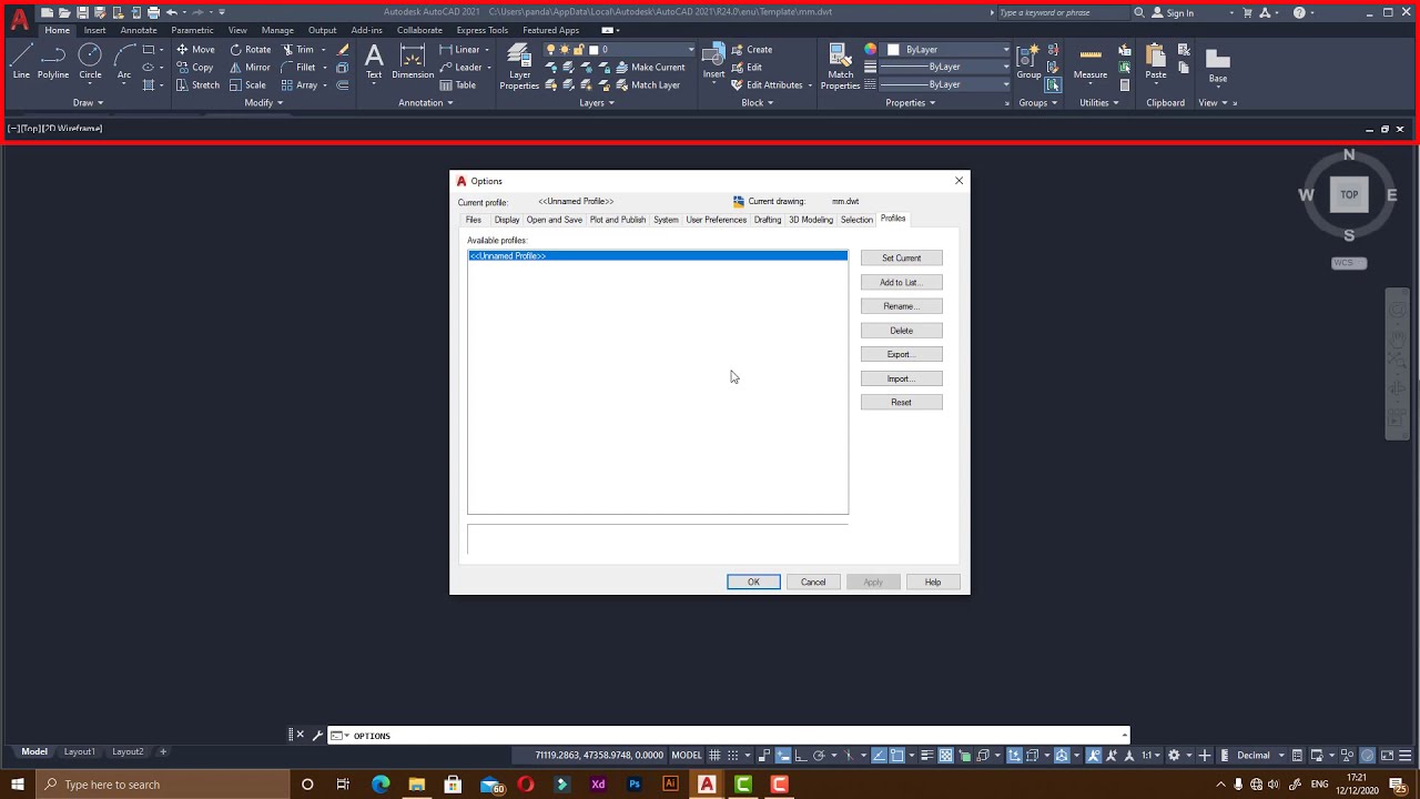 how to bring back missing tool bar and manu bar in Autocad 2021 - YouTube