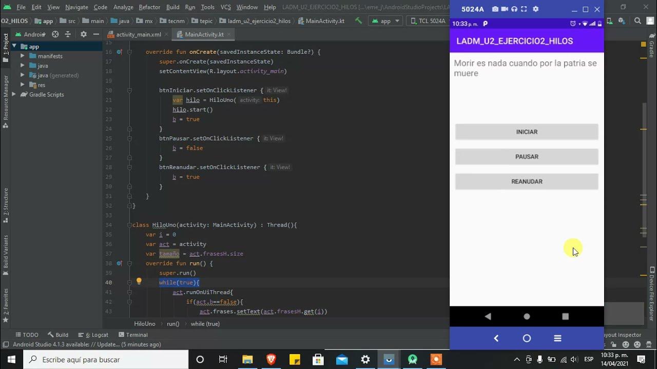 Hilos en Kotlin Android Studio - YouTube