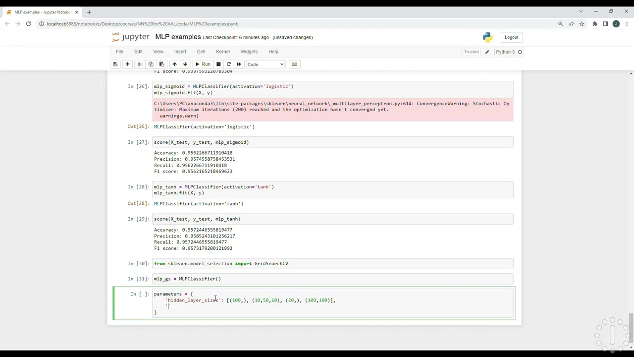 09 - MLPClassifier Grid Search, course Neural Networks for AAL - YouTube