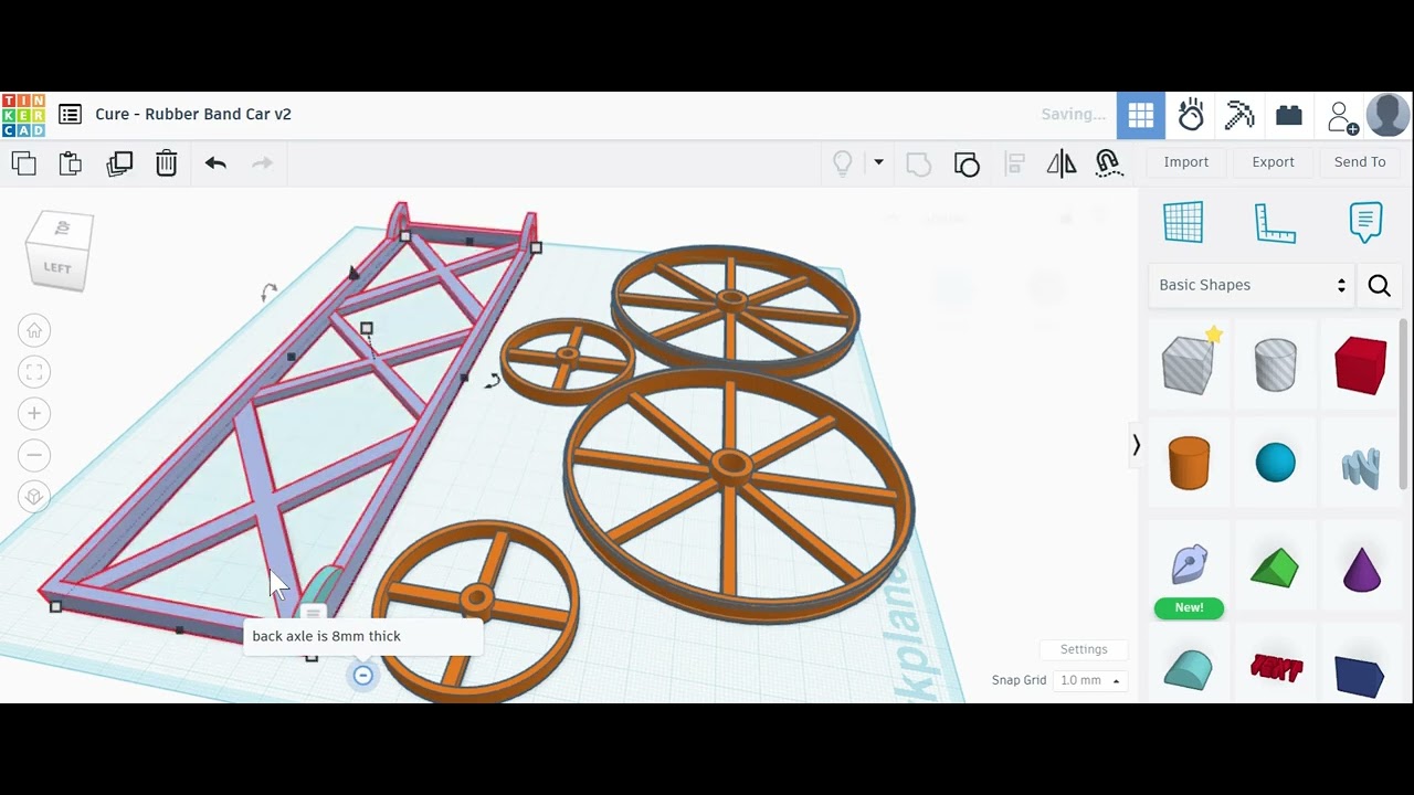 TinkerCAD Tutorial: Rubber Band Car (Part 4) - Axles + Hook - YouTube