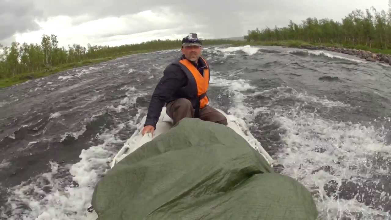 Kaboating upstream the rapids at Kaitum river - YouTube
