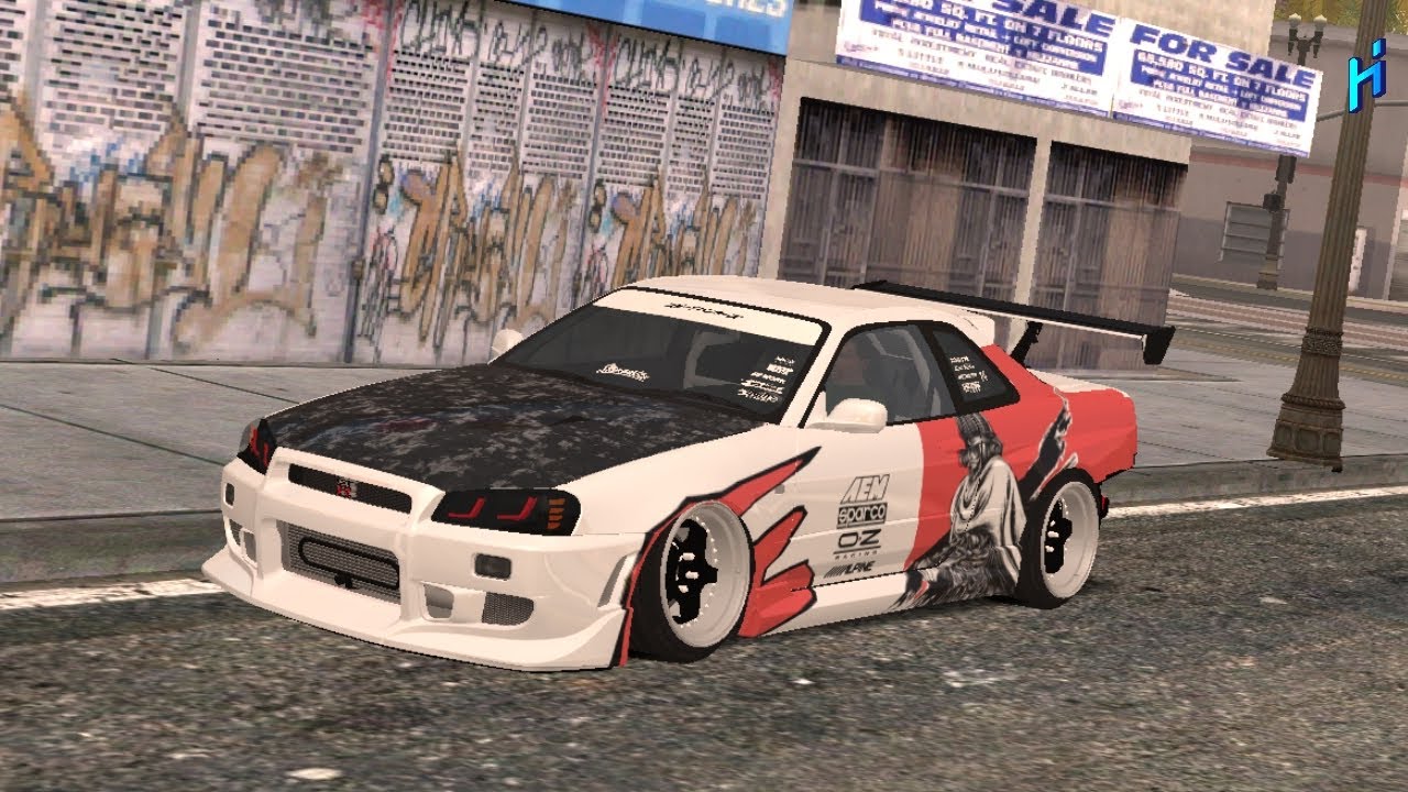 MOD SKYLINE R34 TWIN TURBO NEW LIVERY || GTASA - YouTube
