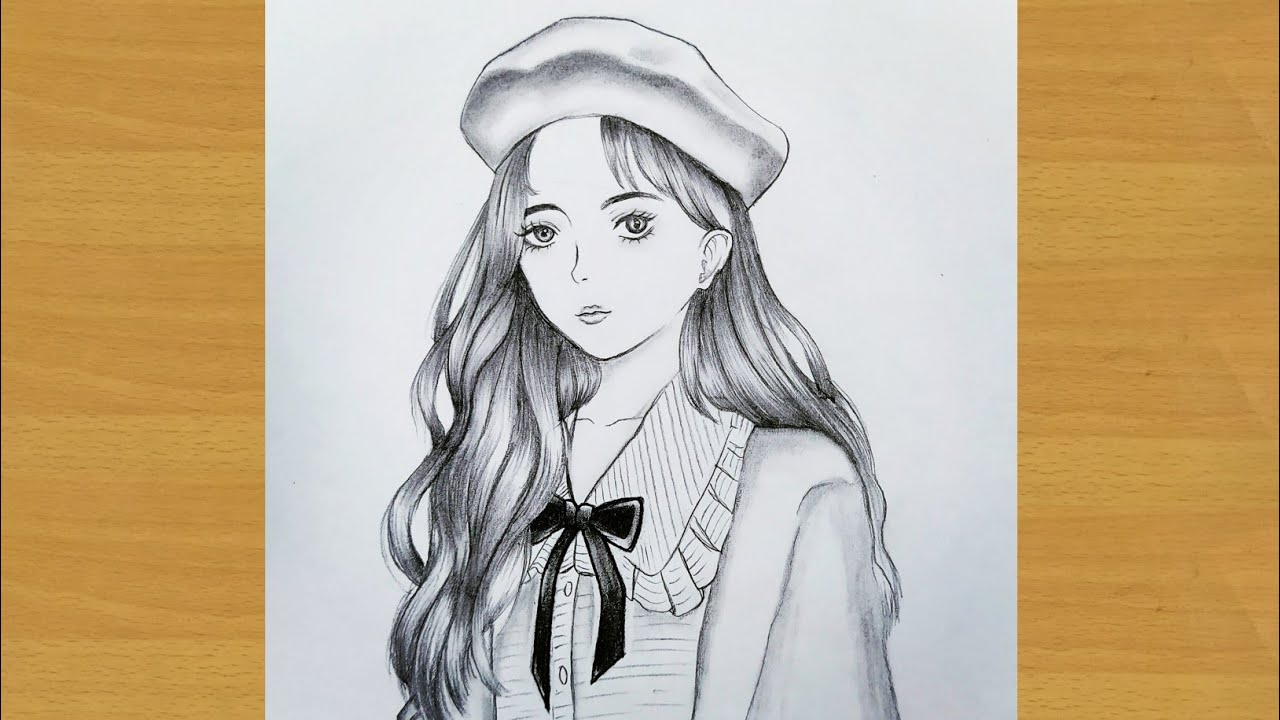Easy way to draw a girl with cap - front face girl drawing || Gali Gali ...