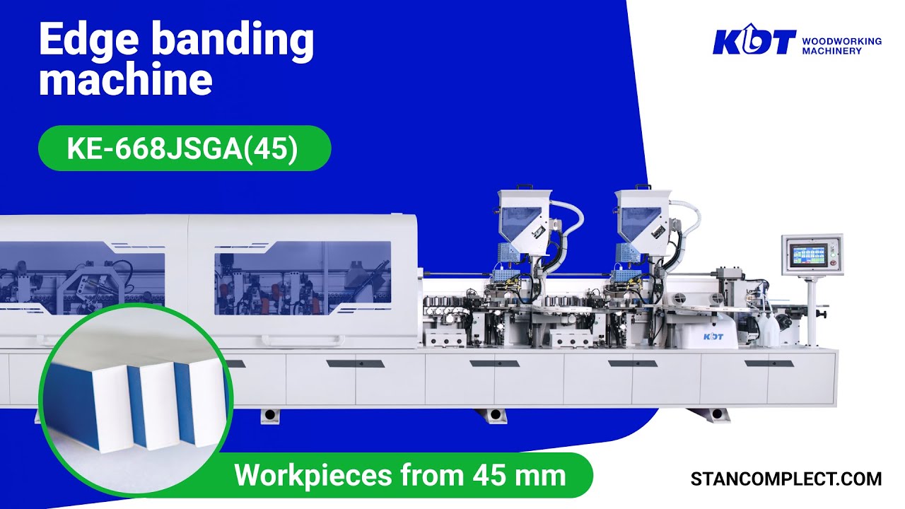 Edge banding machine KDT KE-668JSGA (45) for PUR glue - YouTube