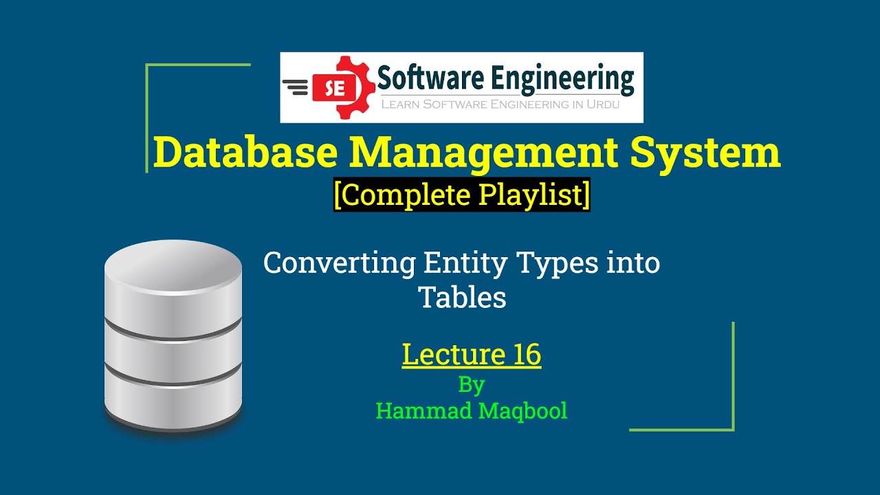 Converting Entity Type into Tables| Entity Set and Entity Type ...