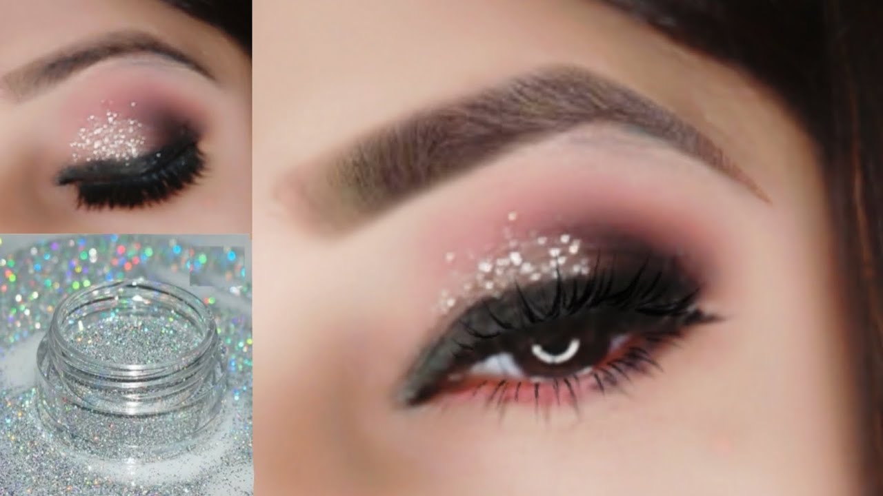 Smokey Glitter Eye Makeup Tutorial | How to apply Glitter on eyes |soft ...