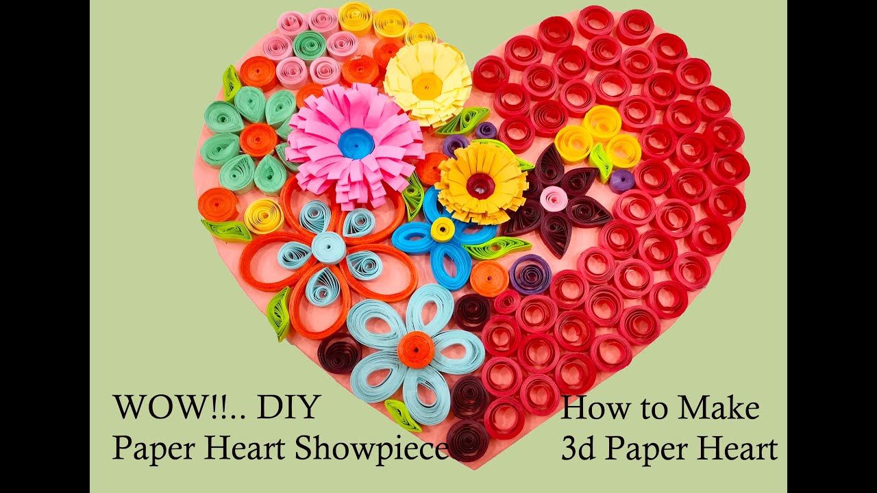 Diy paper heart showpiece | how to make 3D paper heart | Paper Heart ...