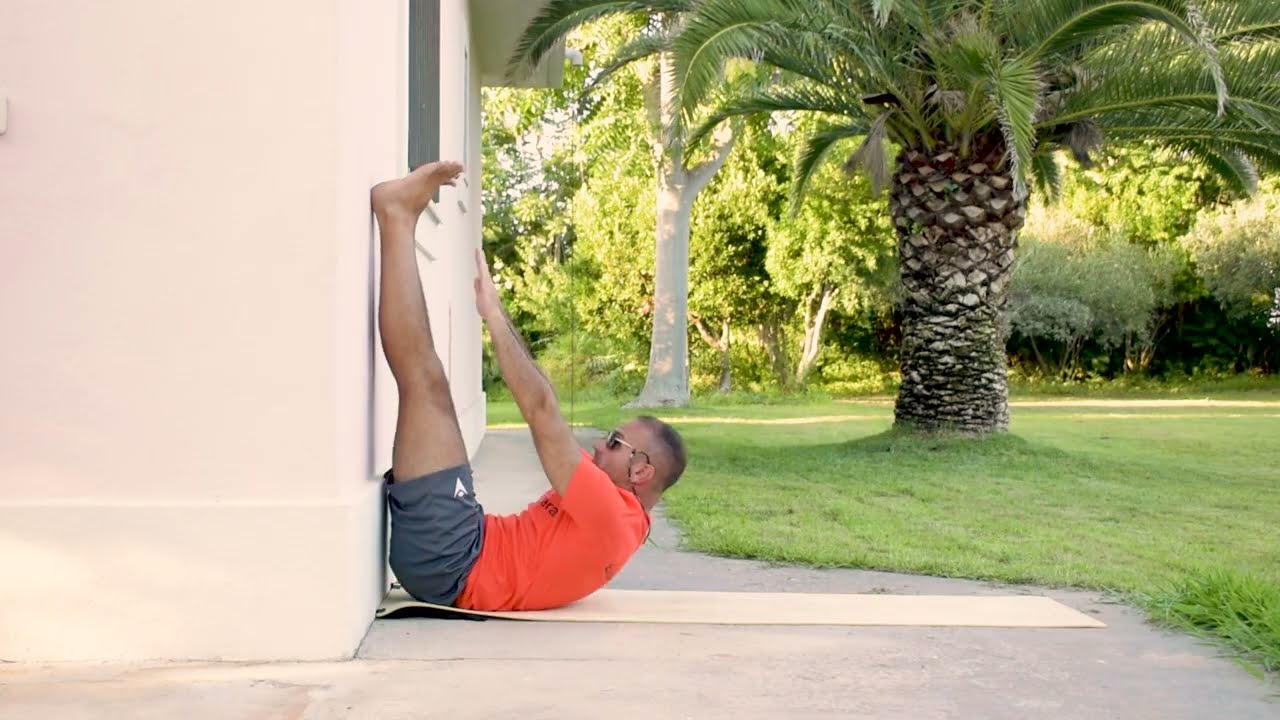 11 Wall sit up UPPER ABDOMINALS 14A - YouTube