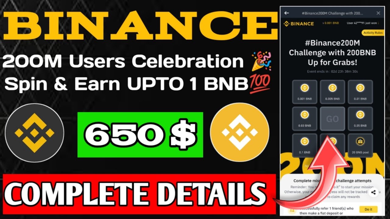 Binance $200 BNB 🤑 giveaway to reward our community💲100% Reward Binance Spin And Earn $BNB 🤑 ...