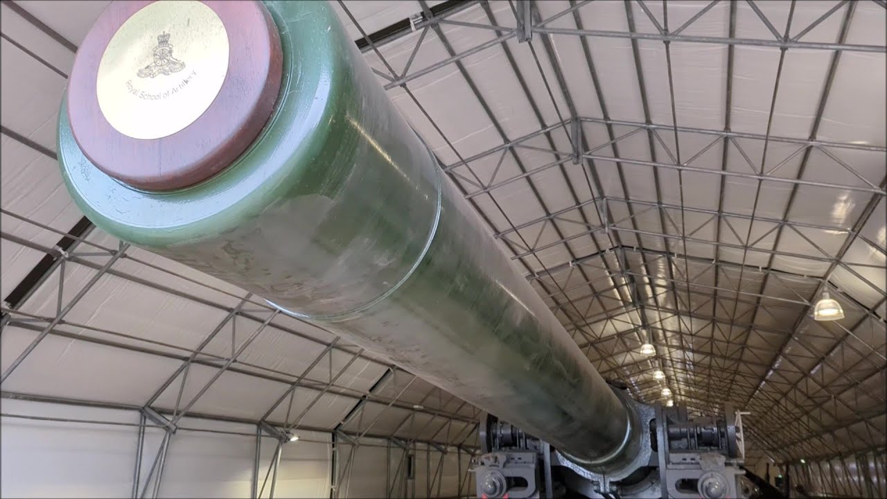 1918 British Railway Gun, 18 inch Howitzer, close up at Royal Armouries ...