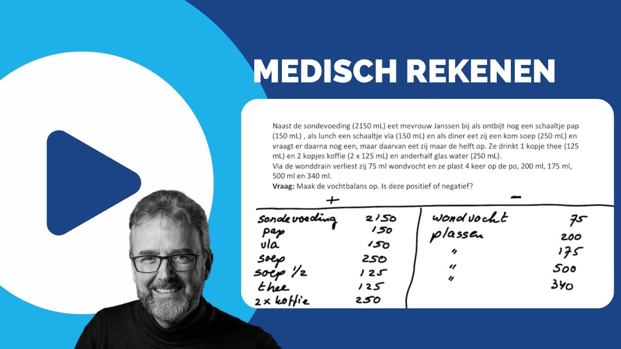 Medisch rekenen | Vochtbalans | verzorgende IG en MBO-V - YouTube