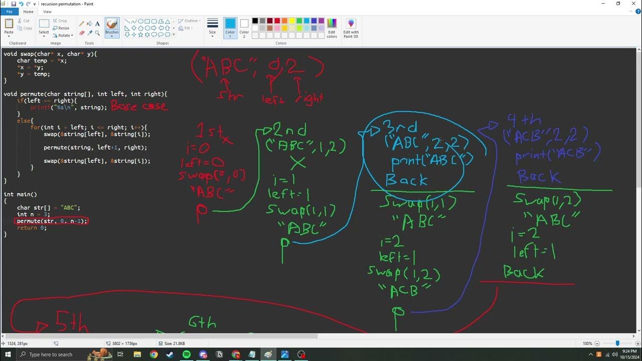 Permutation with Recursion in C - YouTube