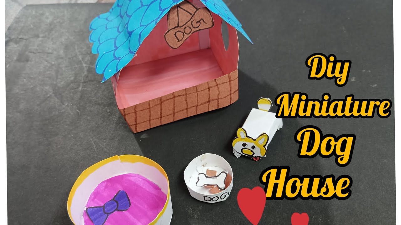Diy miniature dog house 🏠🐕/ miature craft /paper craft / suhemaart ...