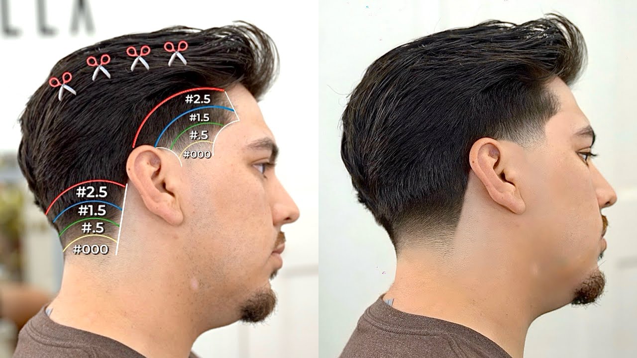 HOW TO CUT HAIR WITH SHEARS- Step by Step Dark Low Taper Brush Back ...