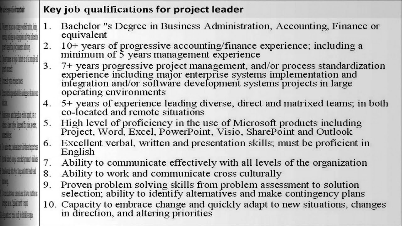 Project Leader Job Description YouTube project-leader-job-description-youtube